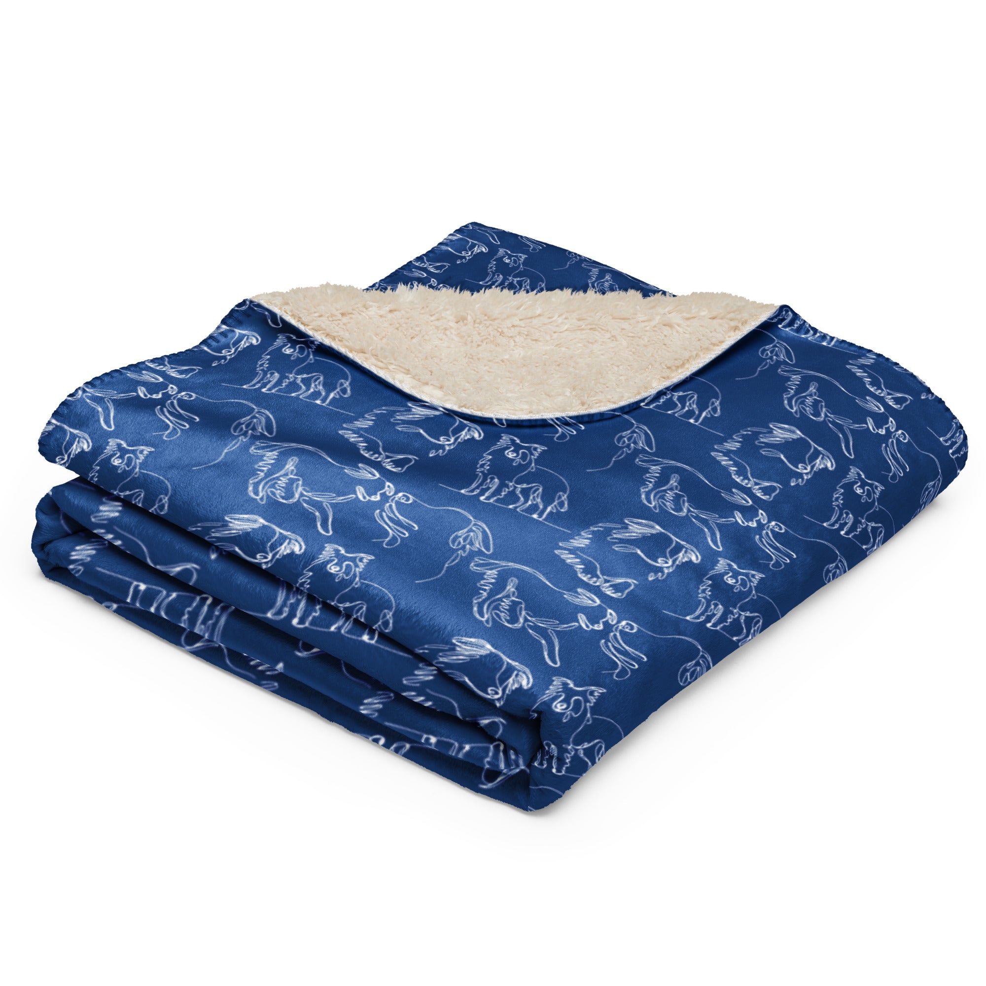 Border Collie Blueprint Sherpa Blanket (60" x 80")